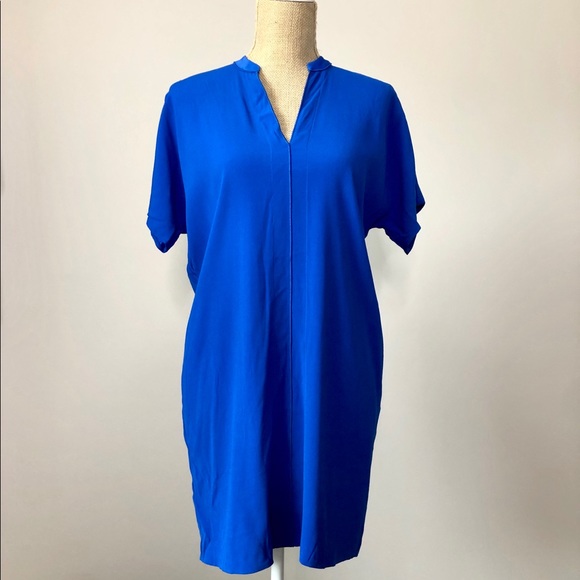 Vince | Dresses | Vince Royal Blue New Split Neck Shift Tunic Dress ...